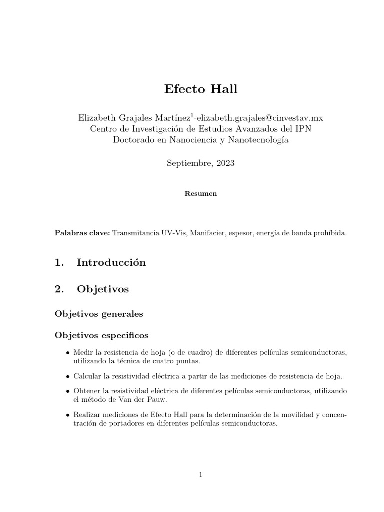 Practica 2 Efecto Hall | PDF