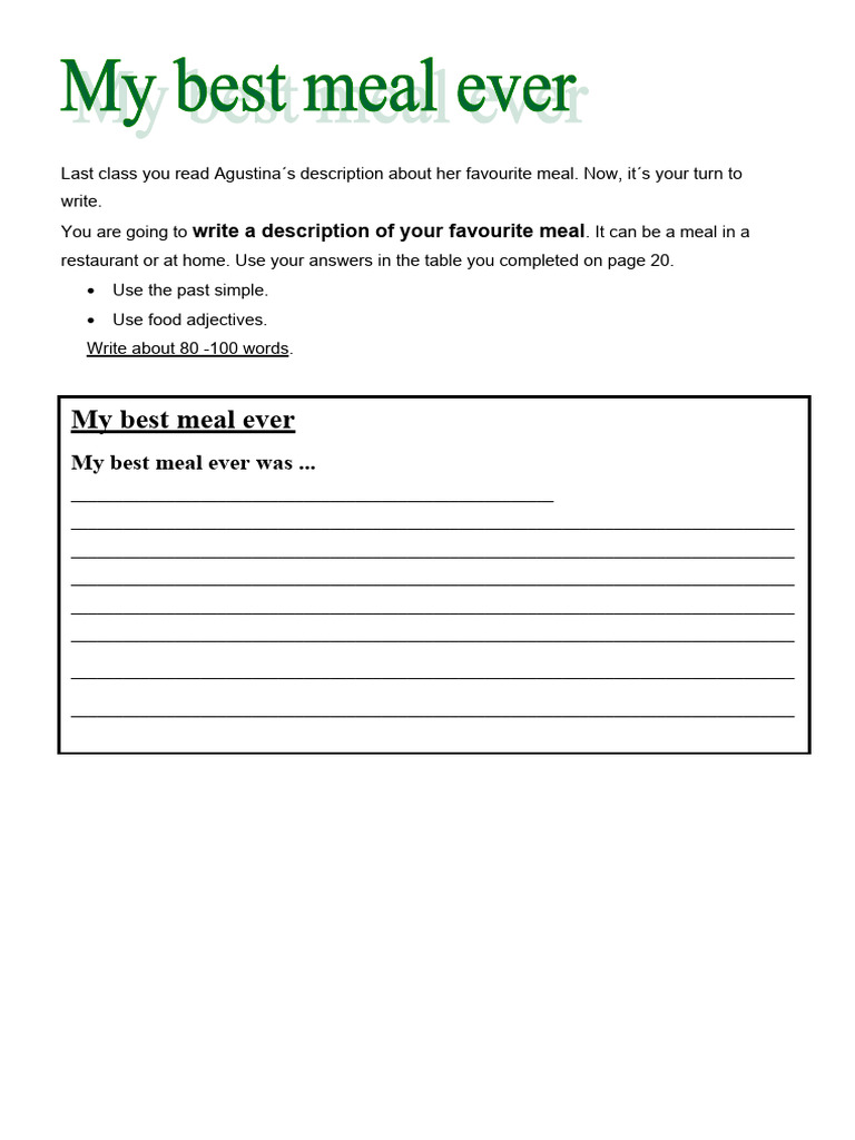Writing - My Best Meal Ever | PDF