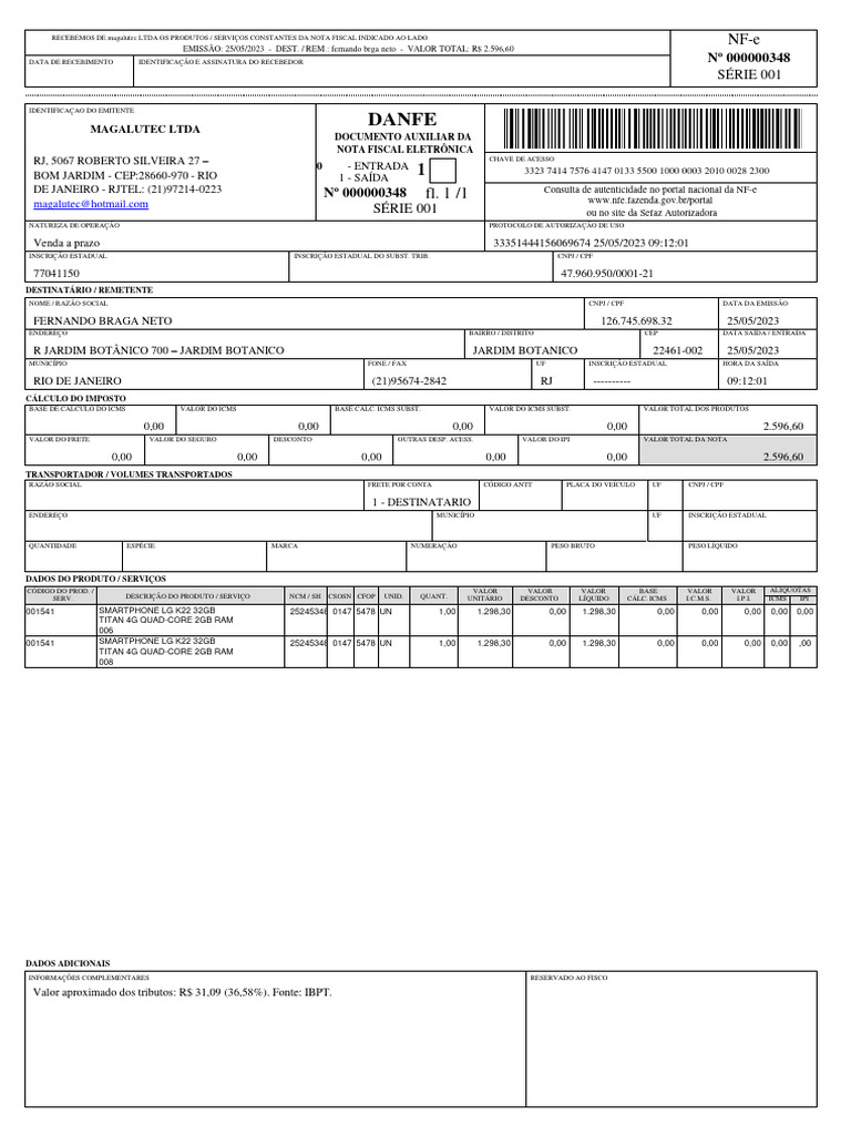 NOTA-FISC-K22-234442E765 | PDF | Recibo | Contabilidade