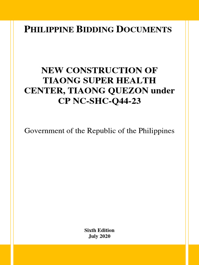 Philippine Bidding Documents for Tiaong Health Center | PDF ...