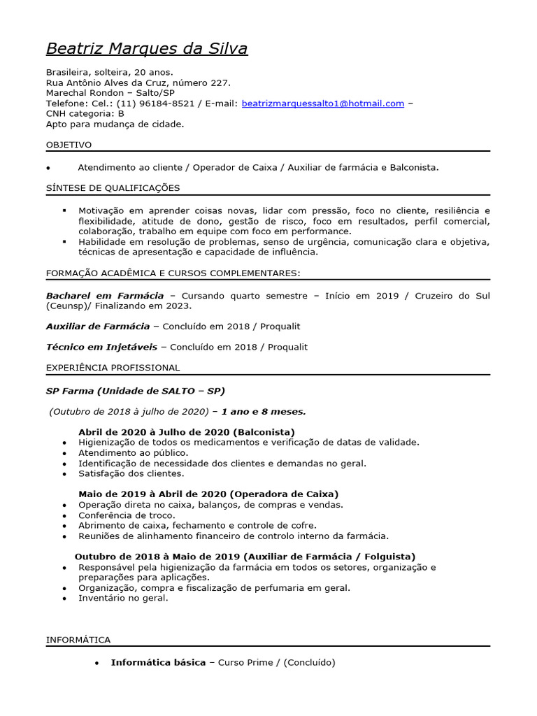 Beatriz Marques CV 2021 | PDF