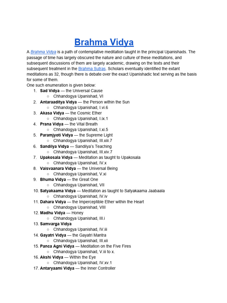 Brahma Vidya | PDF | Upanishads | Hindu Literature