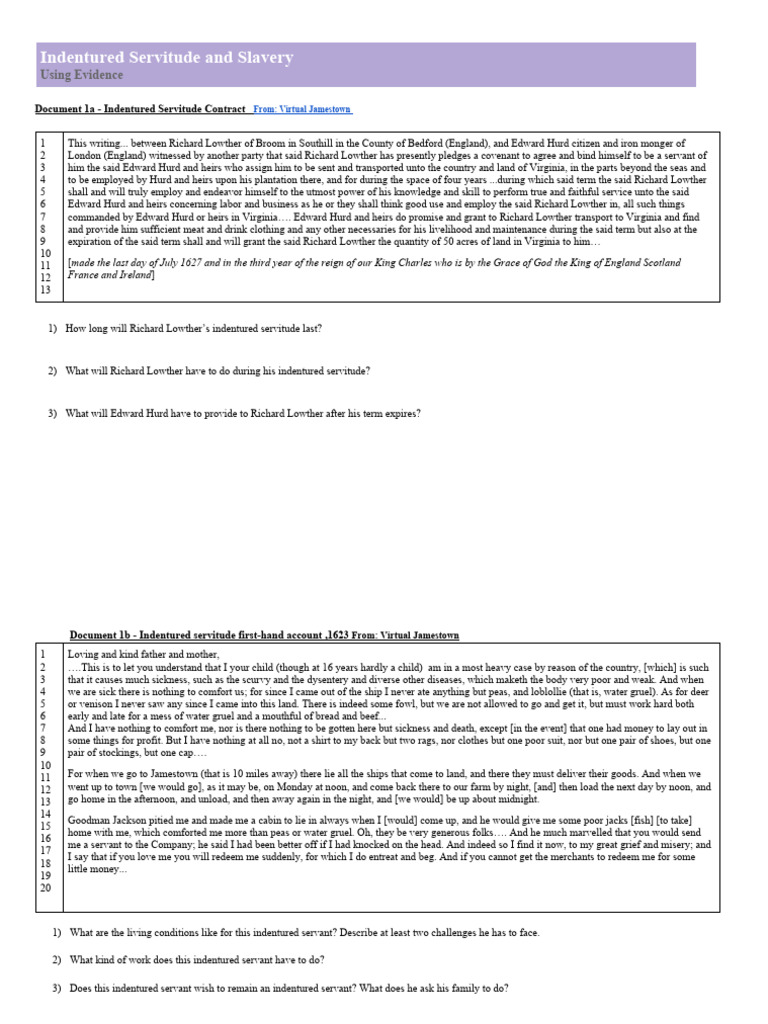 Richard Lowther's Indentured Servitude | PDF