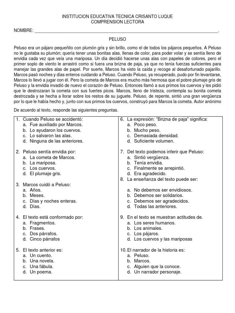 Comprension Lectora | PDF