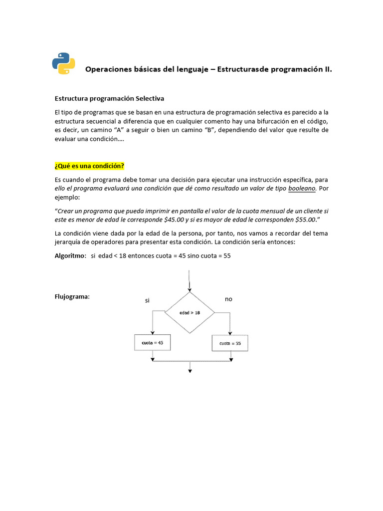 Operaciones Basicas Del Lenguaje Python - Estructuras de Programacion II | PDF