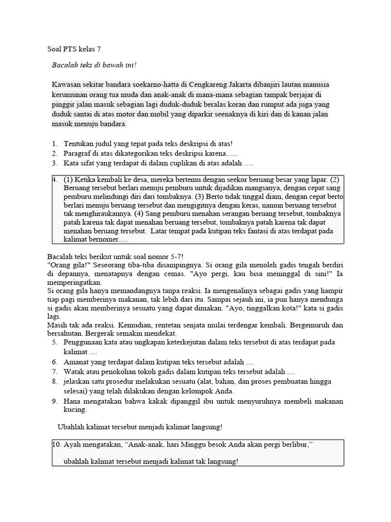 Soal PTS Kelas 7 | PDF