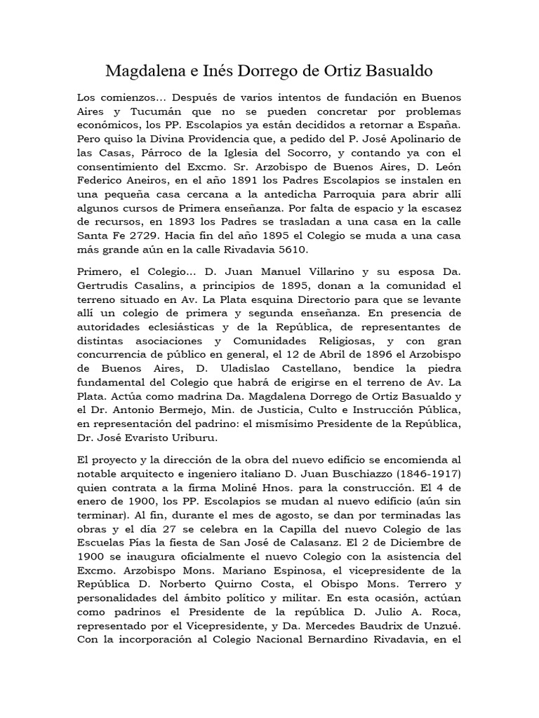 Magdalena e Inés Dorrego de Ortiz Basualdo | PDF
