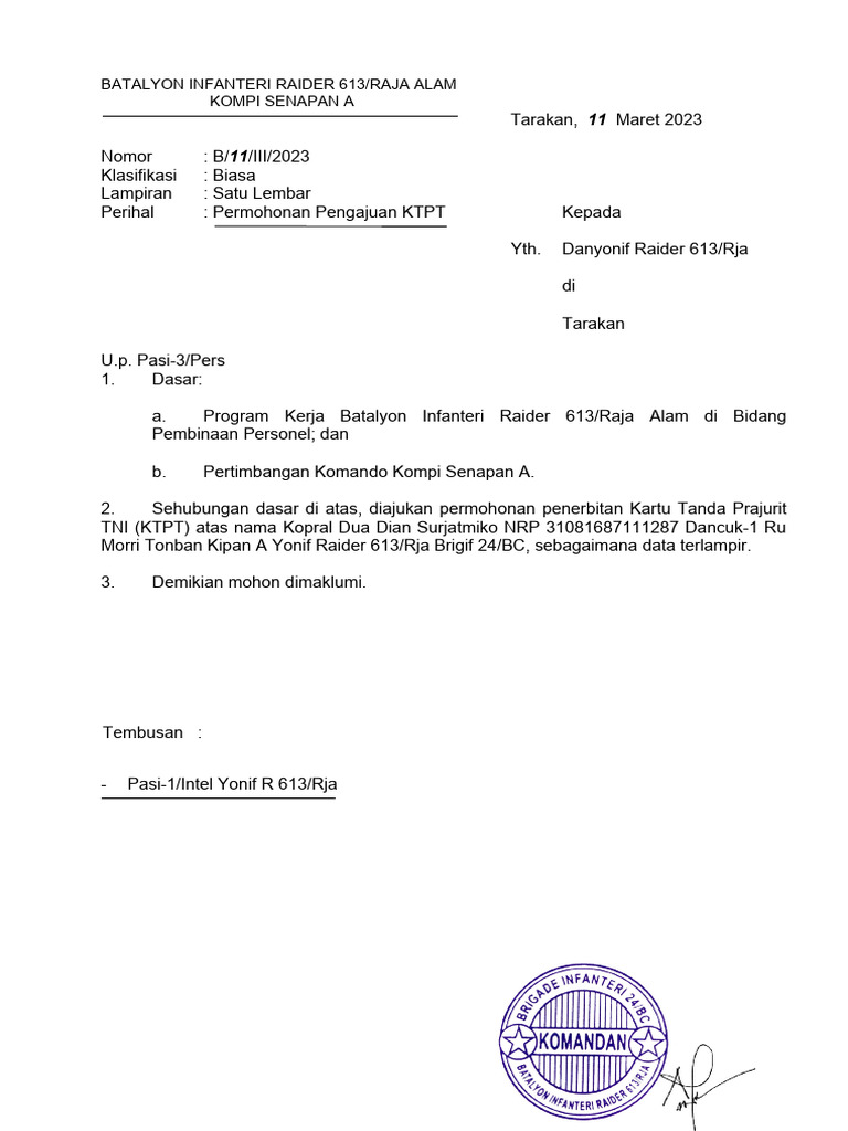 RBK Aju Kta Secaba Reg Kipan A 2023 | PDF