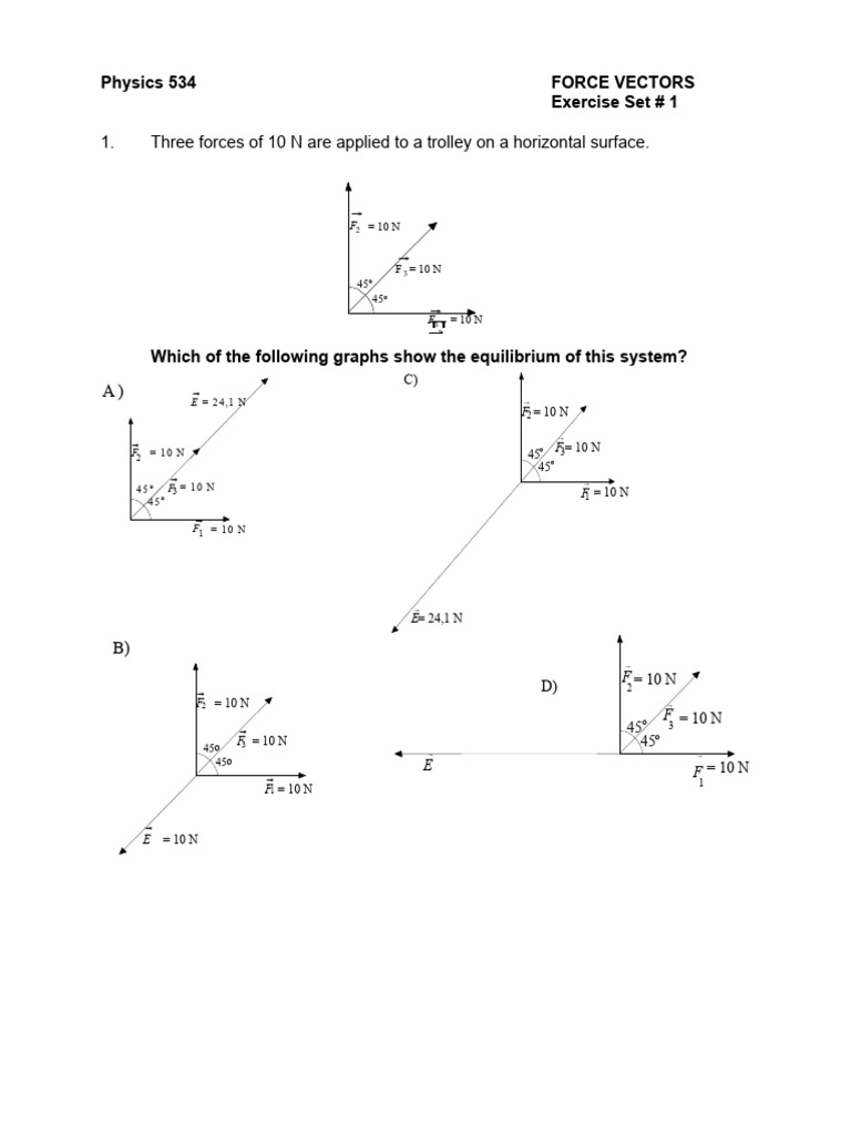 Force Vectors Exercise Set Solutions | PDF | Force | Tension (Physics)