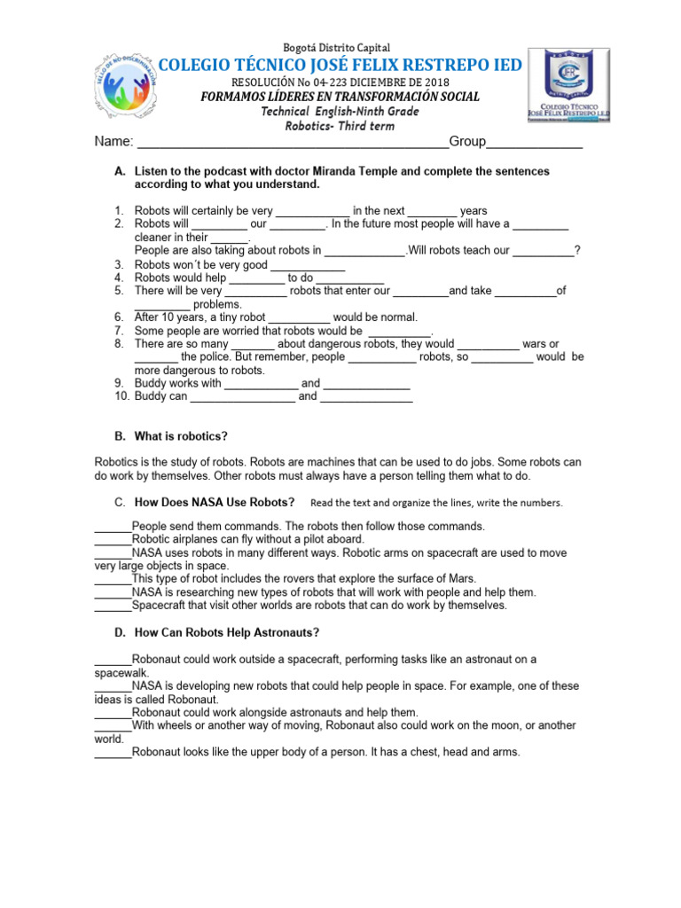 Third Term Robotics Guide - Ninth Grade | PDF