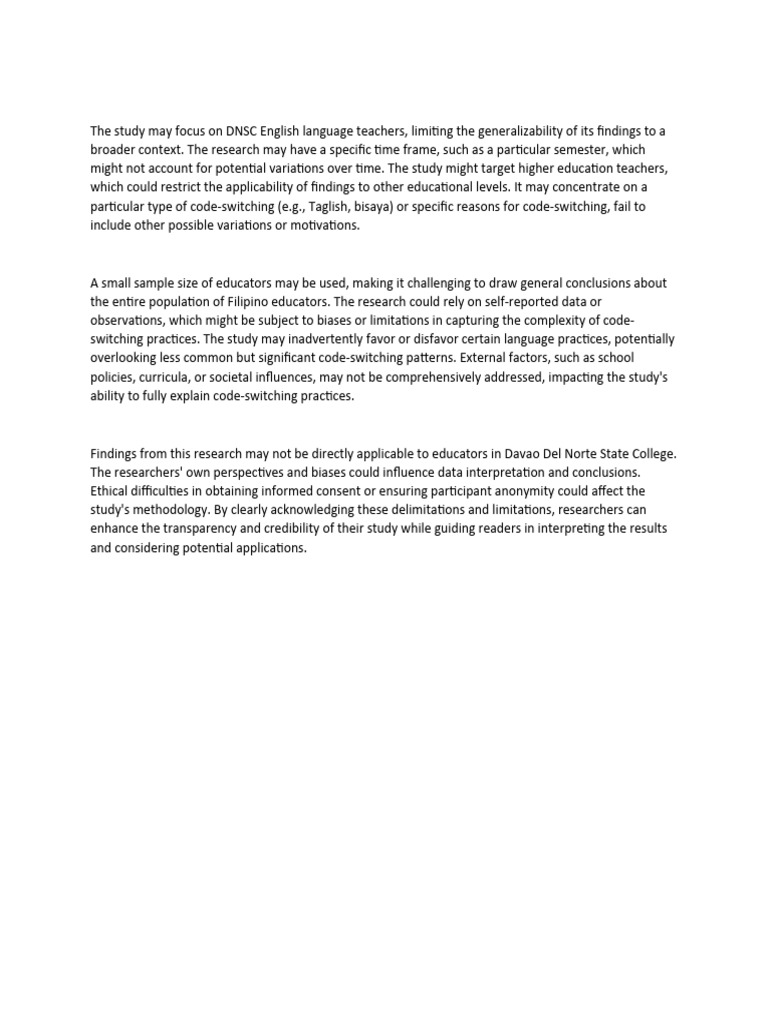 Delimitations and Limitations | PDF