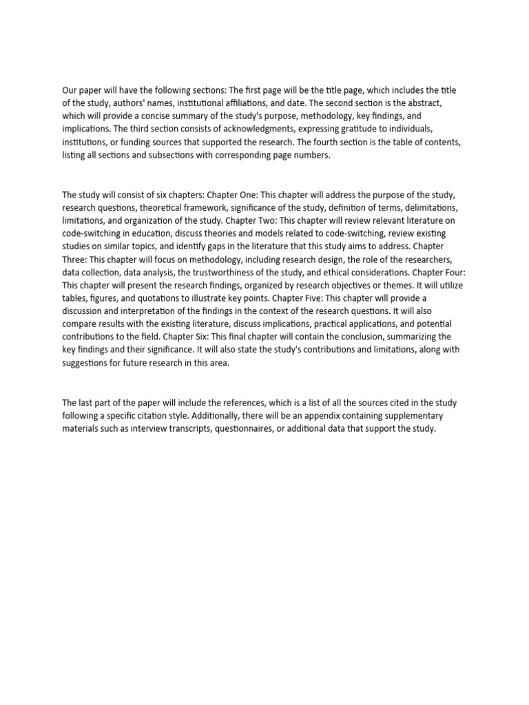 Organization of The Study | PDF