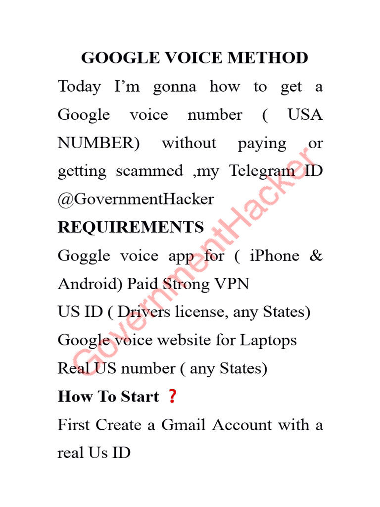 Google Voice Method | PDF