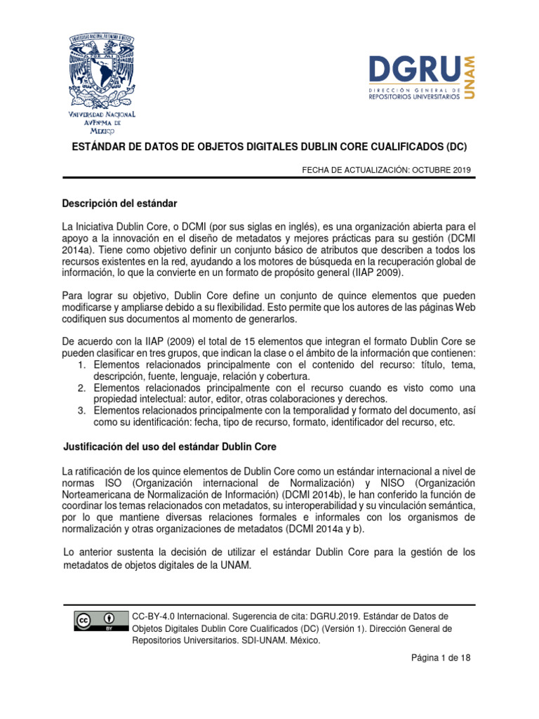 D.ST .DGRU CDI 009 2015 C OD Dublin Core | PDF | Metadatos | Ciencias ...