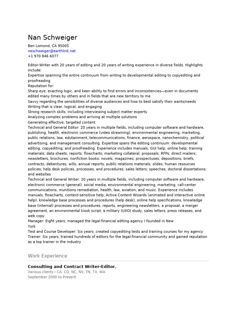 Nan-Schweiger Resu | PDF