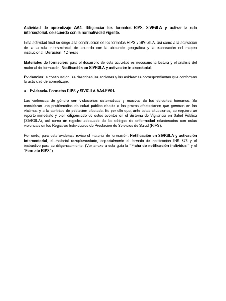 Diligenciamiento de RIPS y SIVIGILA | PDF | Derecho