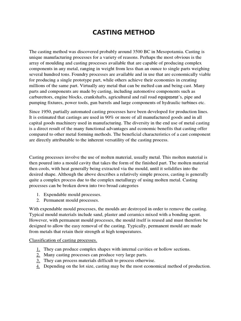 Casting Method | PDF | Casting | Applied And Interdisciplinary Physics