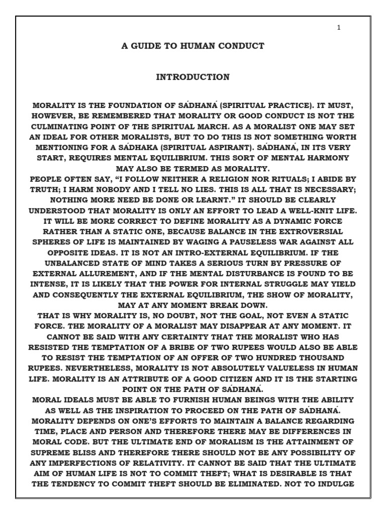A Guide To Human Conduct 10 Yama Niyamas PDF | PDF