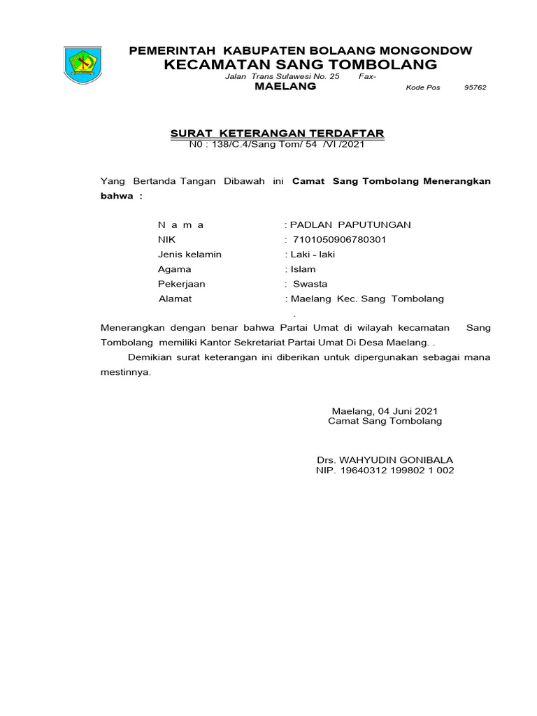 SURAT TIDAK TGR | PDF