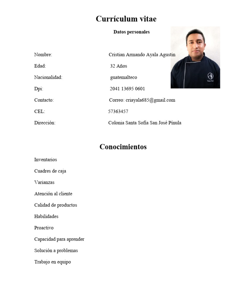 Currículum Vitae Cristian | PDF