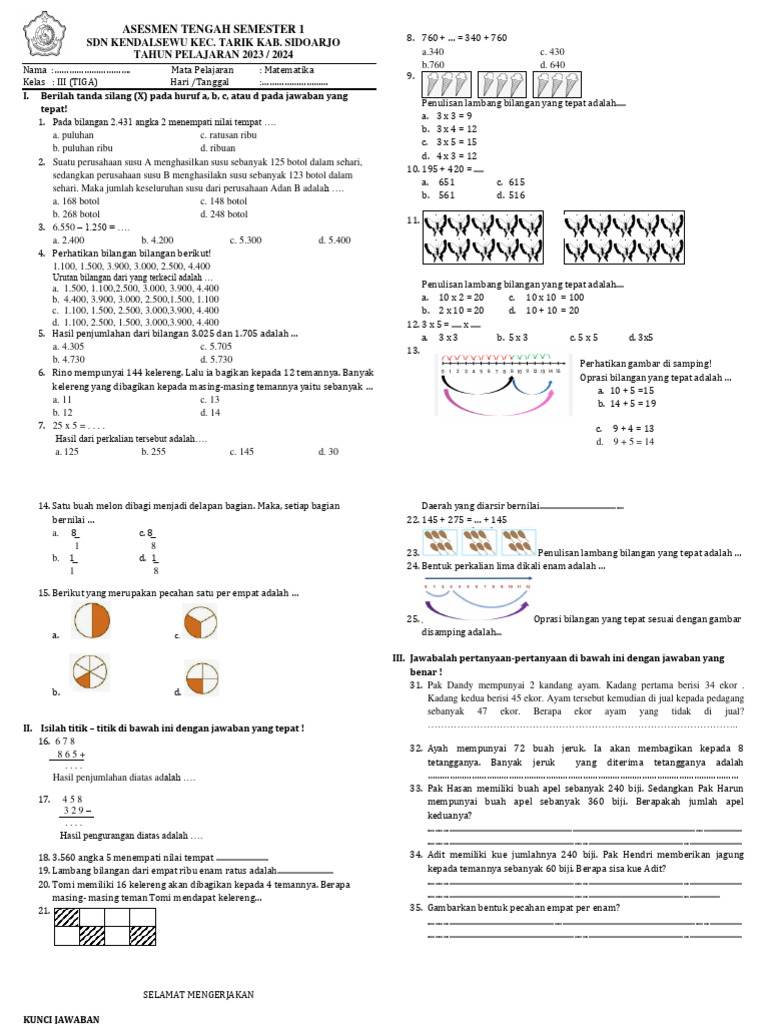 Sts 1 Matematika Kelas 3 Pdf