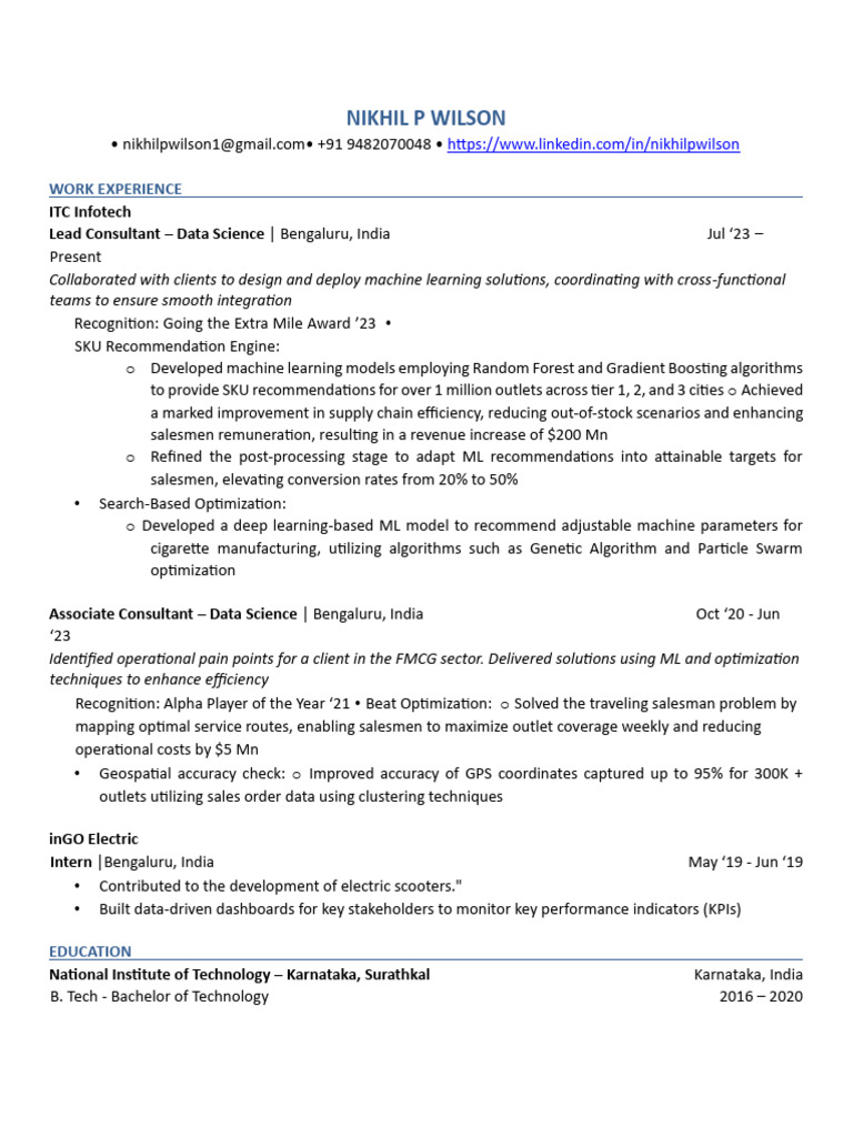 Nikhil Wilson CV | PDF