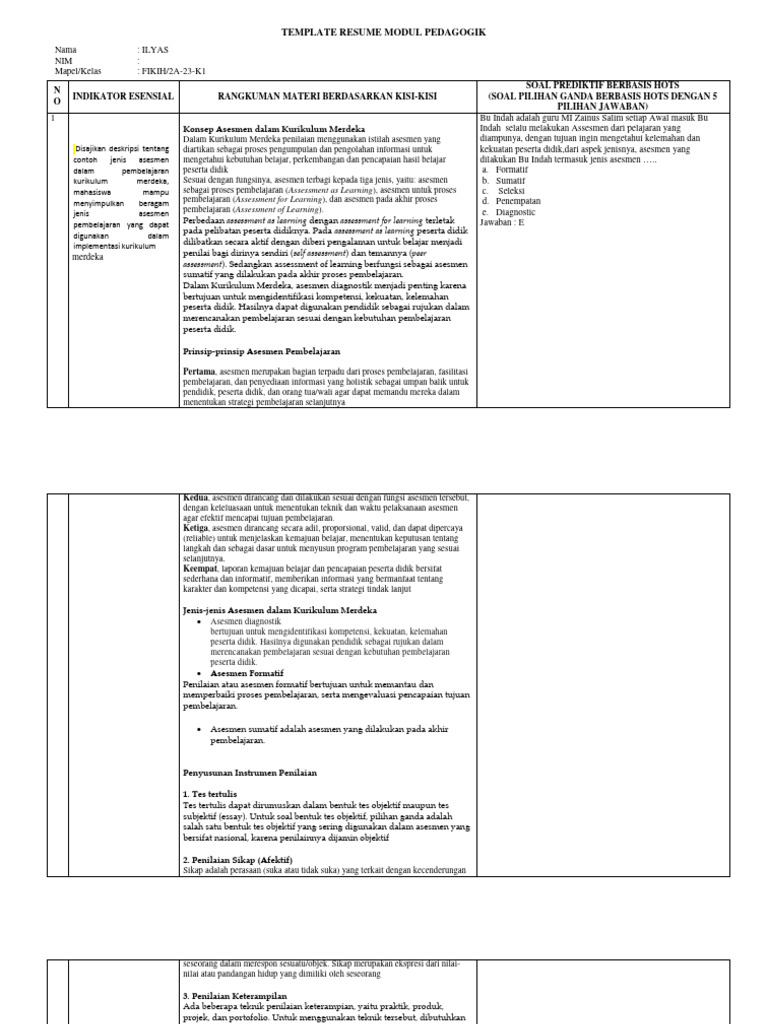 Pedagogik Template Resume Modul KB2 | PDF | Career & Growth