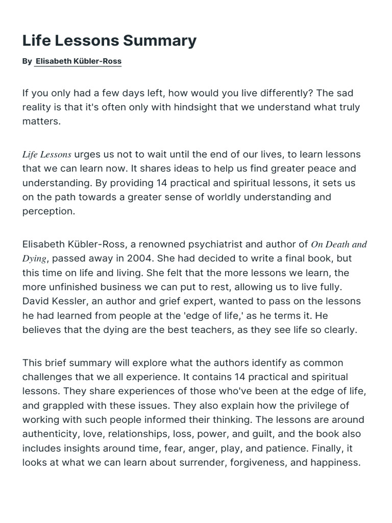 Life Lessons | PDF