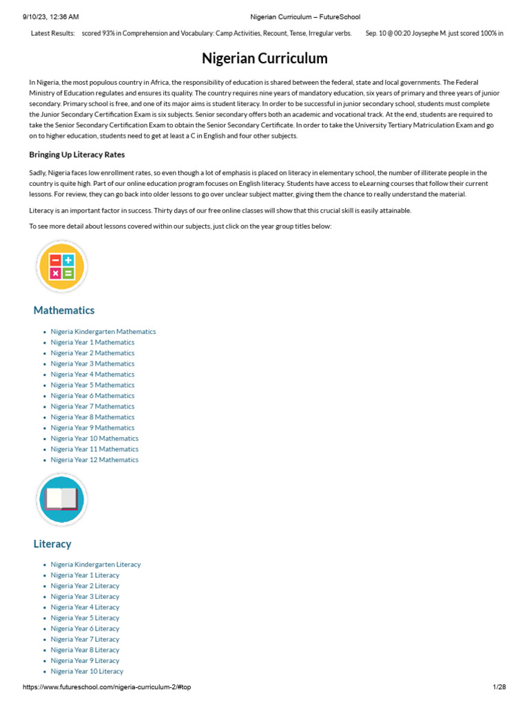 Nigerian Curriculum – FutureSchool | PDF