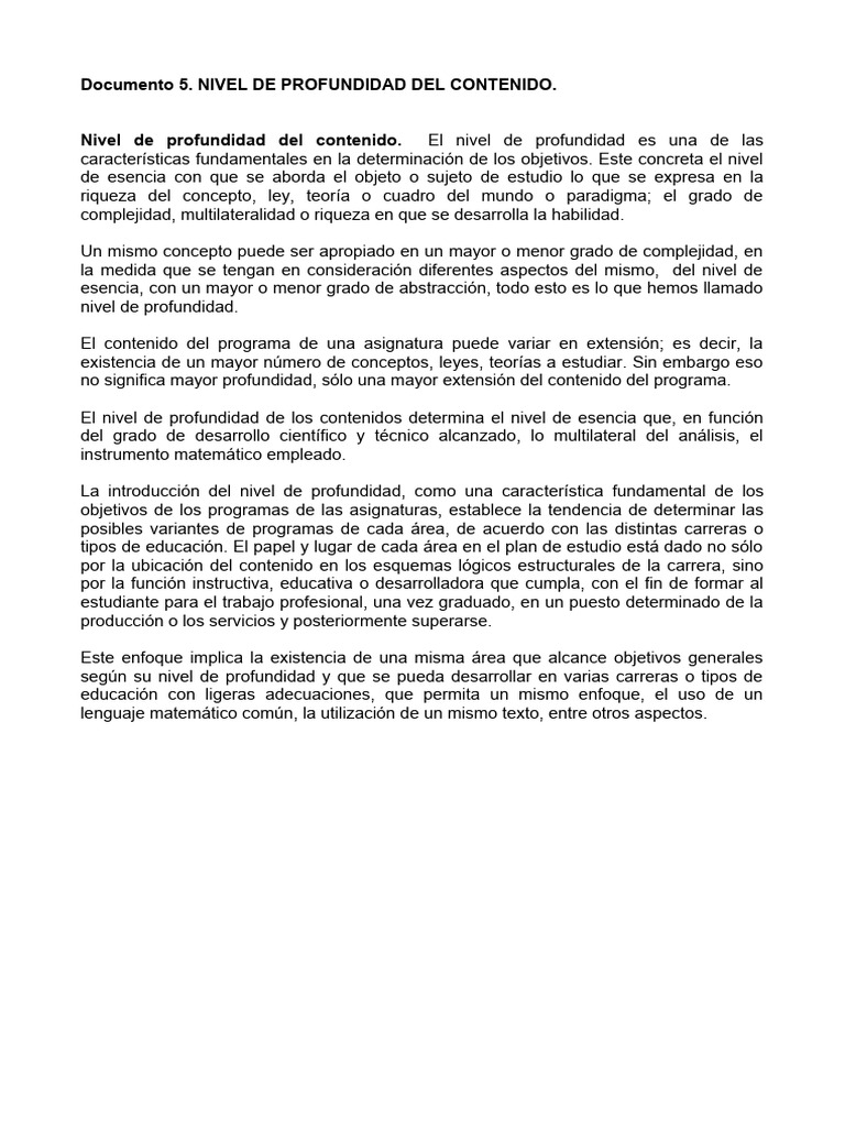 05 Nivel de Profundidad Del Contenido | PDF