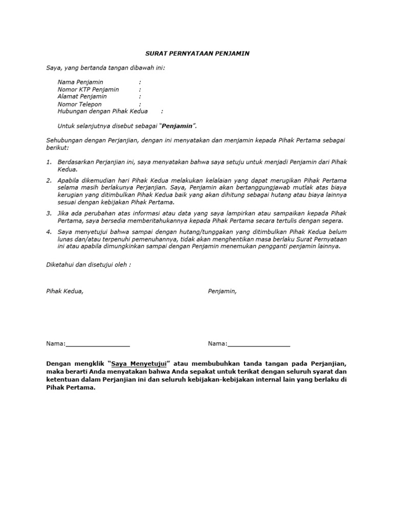 Surat Pernyataan Penjamin | PDF