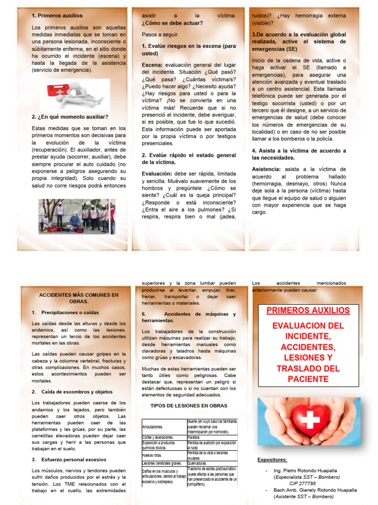 Triptico SST Primeros Auxilios | PDF