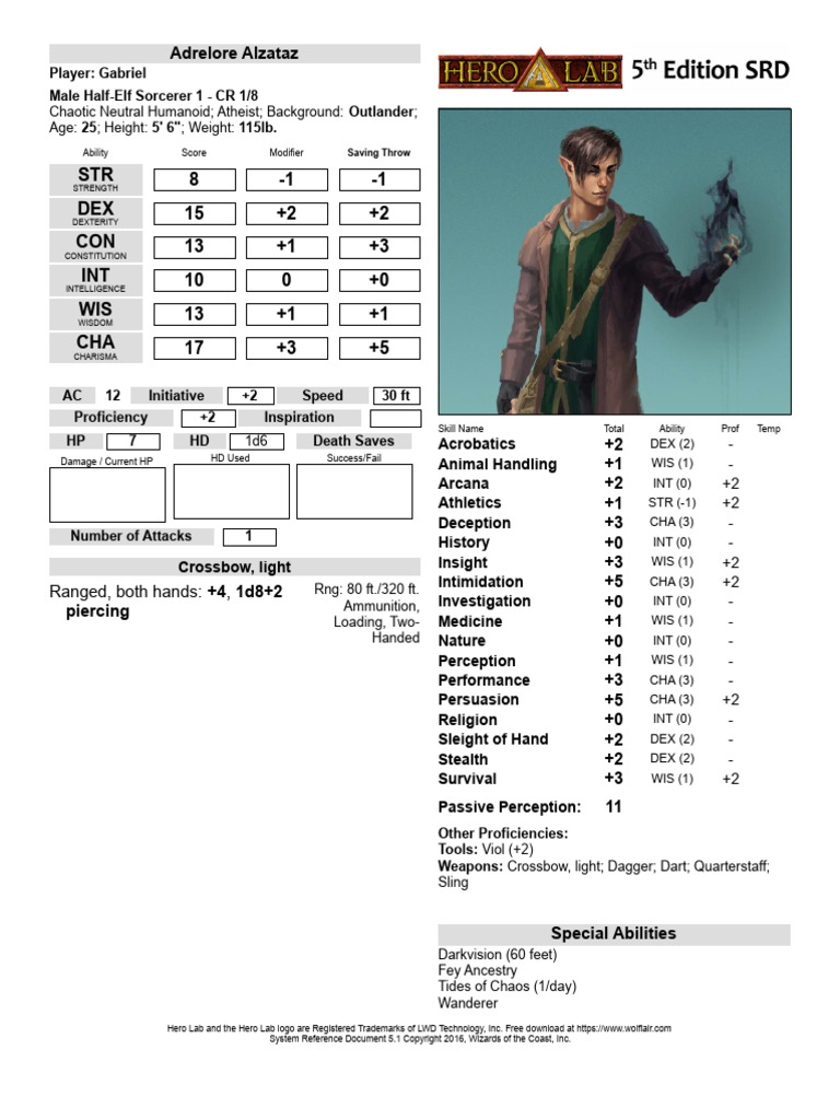 Hero Lab - Adrelore Alzataz | PDF