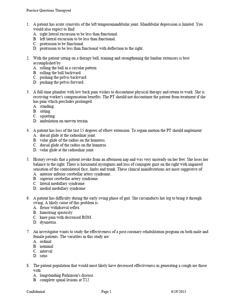 TherapyEd NPTE Practice Questions | PDF