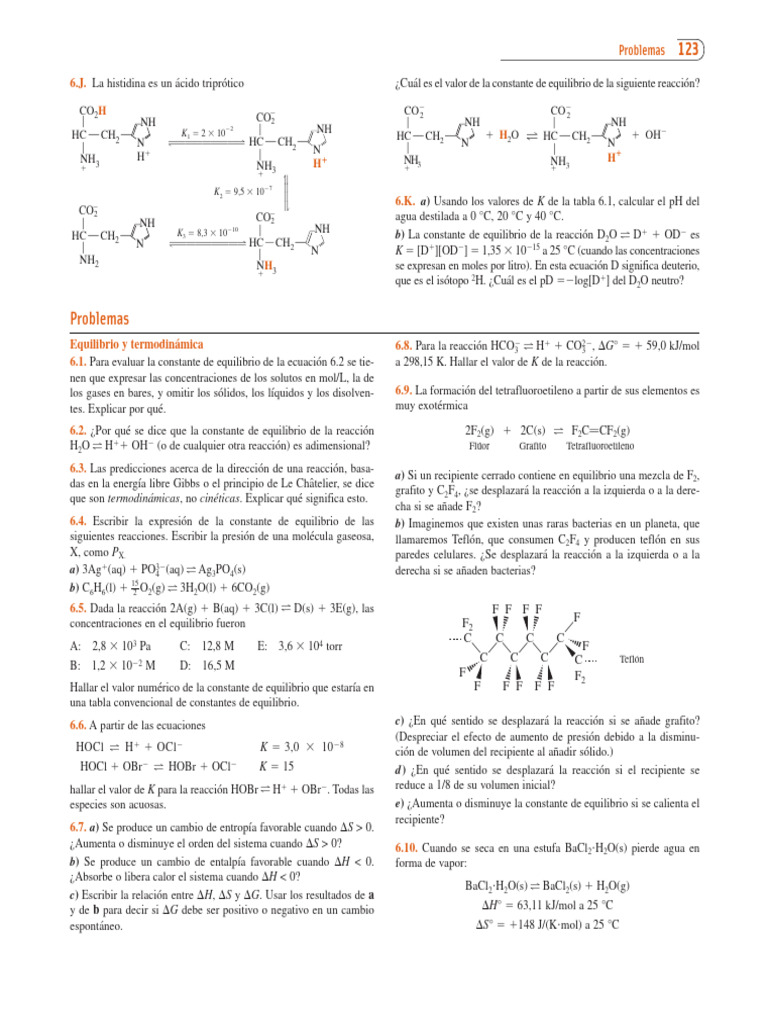 Equilibrio Quimico, Ejercicios | PDF