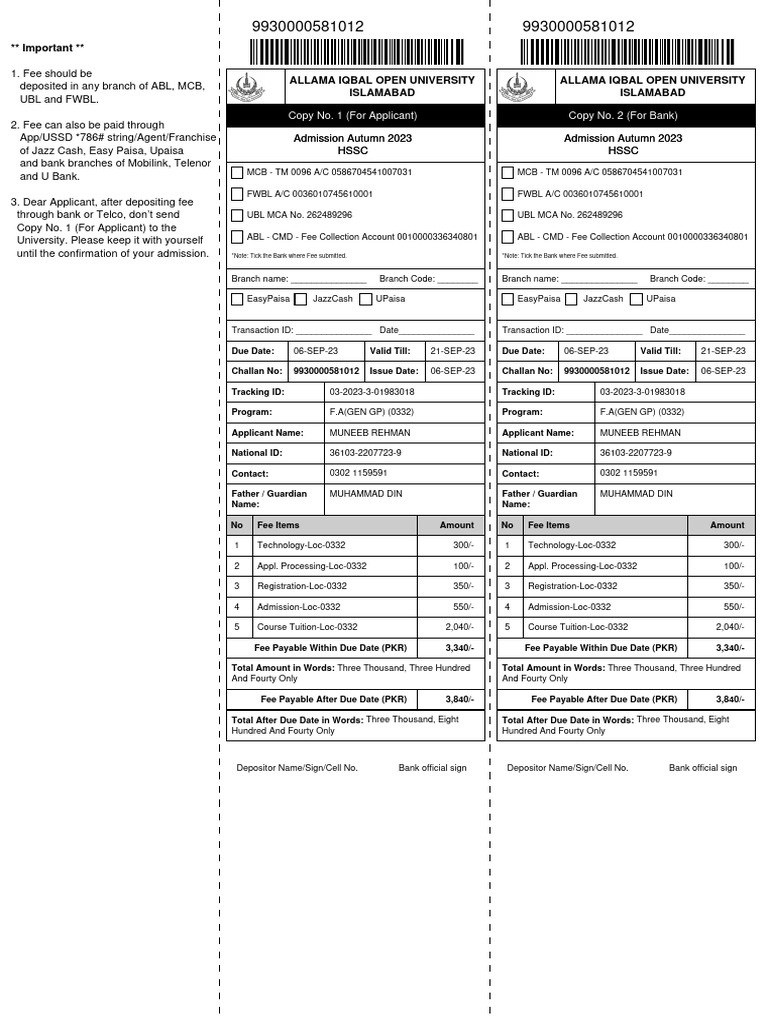 03 2023 3 01983018 Fee Voucher | PDF