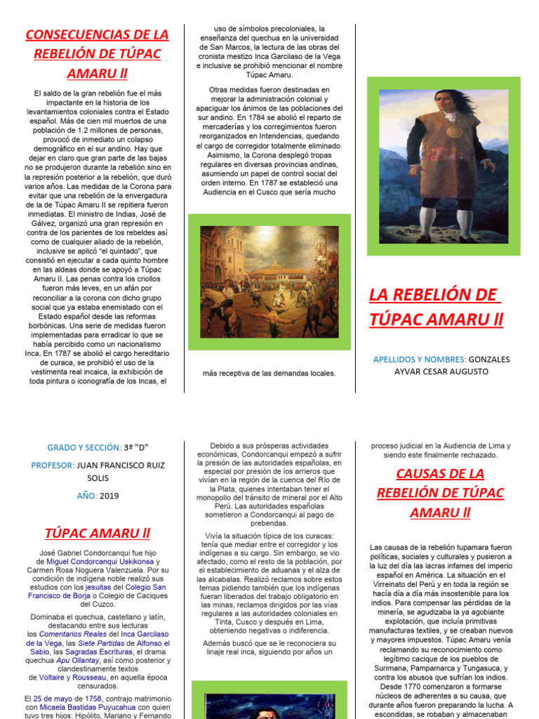 Consecuencias de La Rebelion de Tupac Amaru LL | PDF