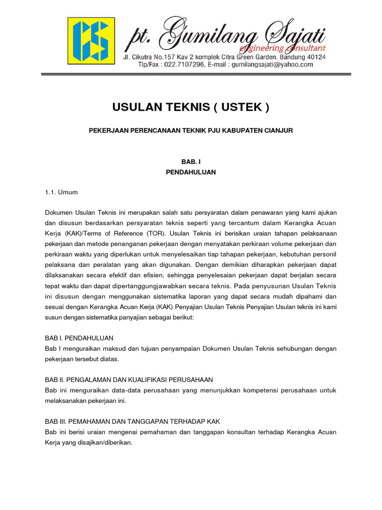 DRAFT USTEK PJU Barat | PDF