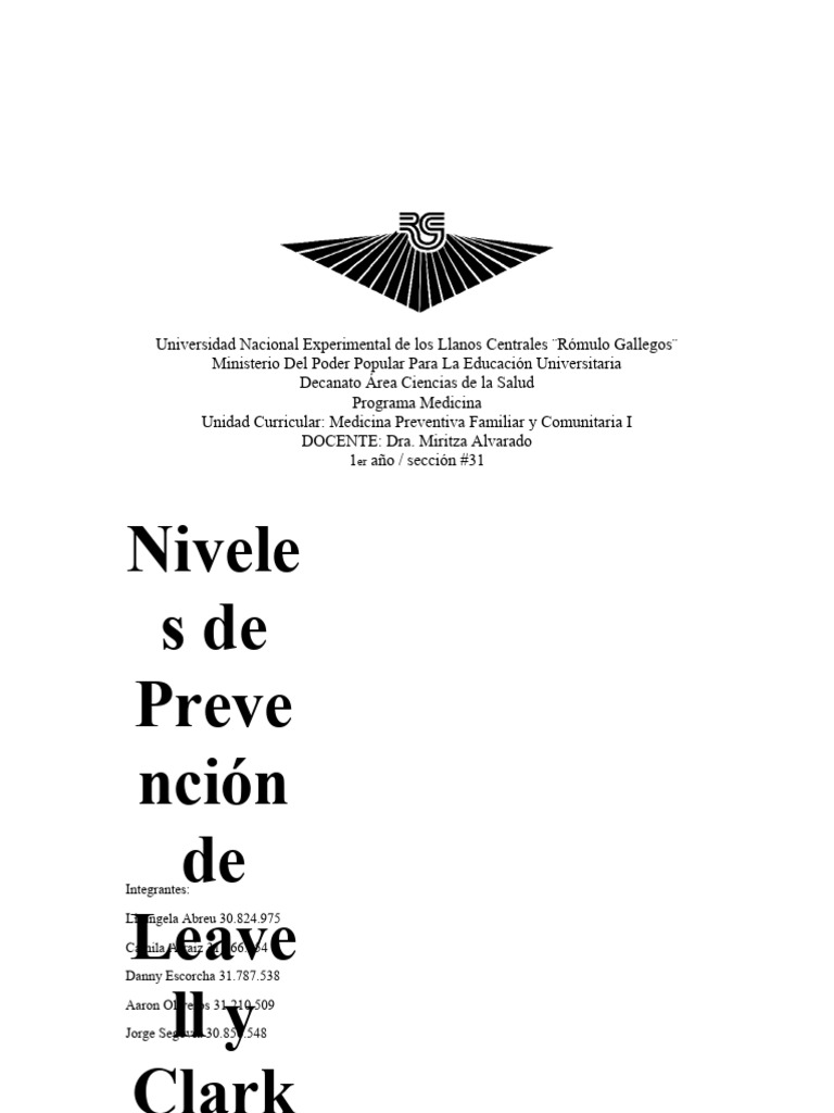 Niveles de Prevención de Leavell y Clark MEDICINA PREVENTIVA | PDF