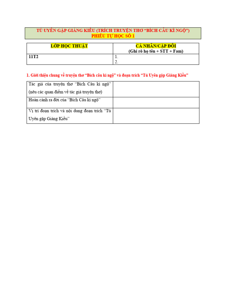 Pth Số 1 - Tú Uyên Gặp Giáng Kiều | PDF