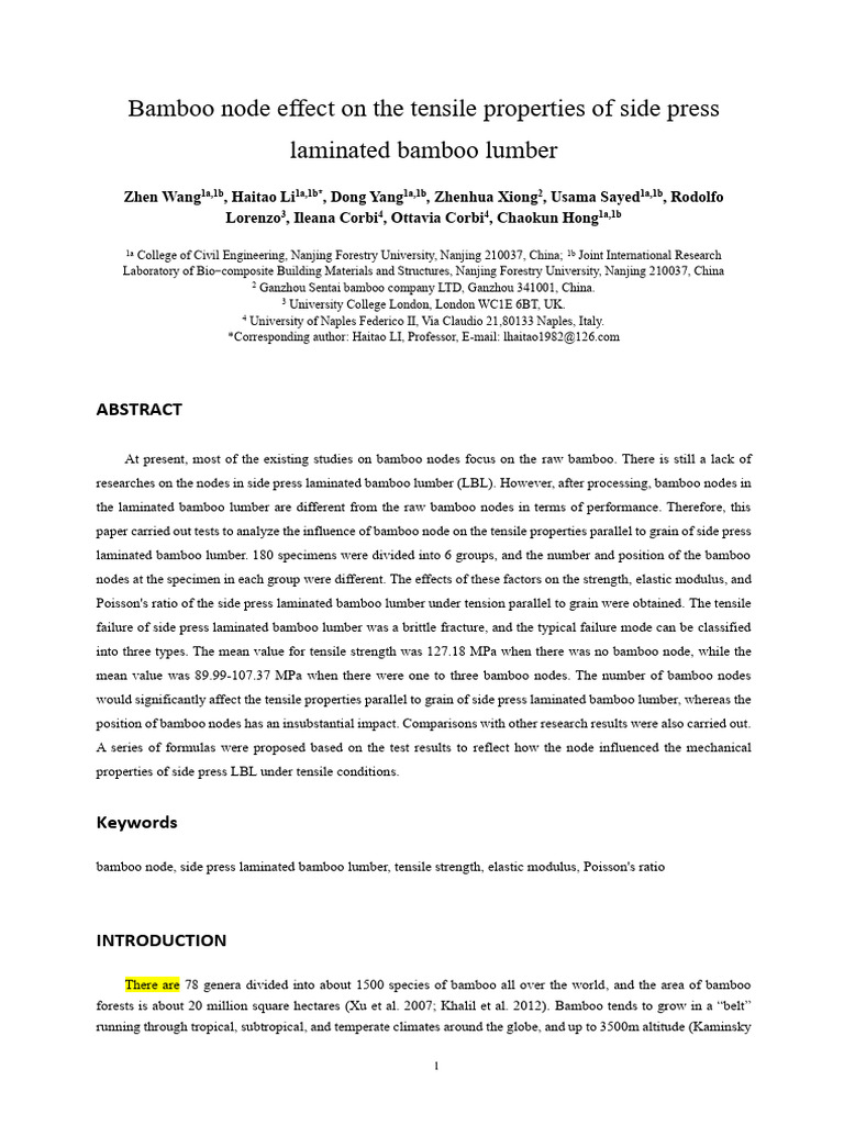 Lorenzo - Bamboo Node Effect On The Tensile Properties of Side Press ...