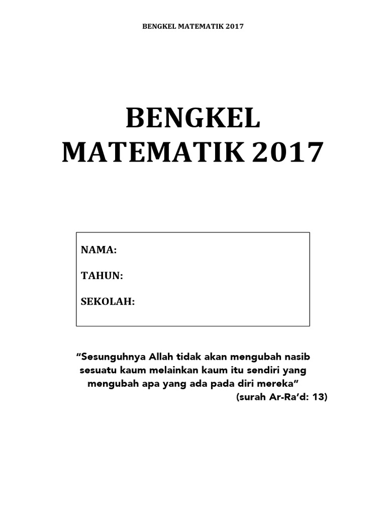Bengkel Math | PDF