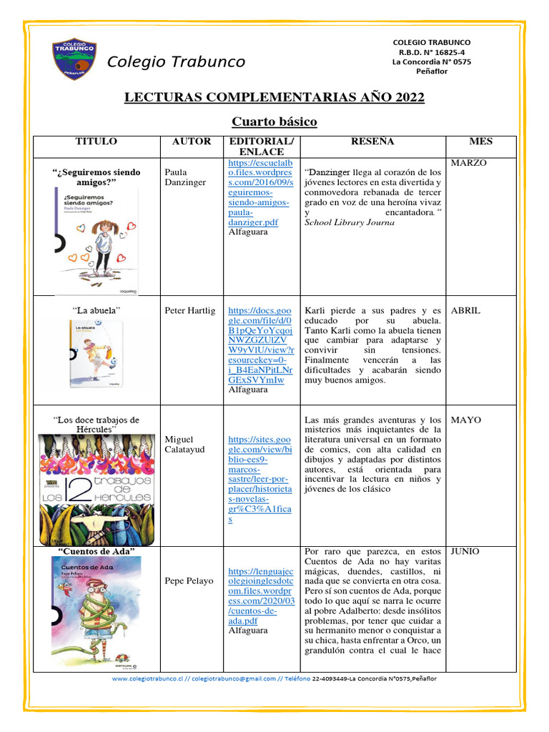 Libros 4°-Basico | PDF