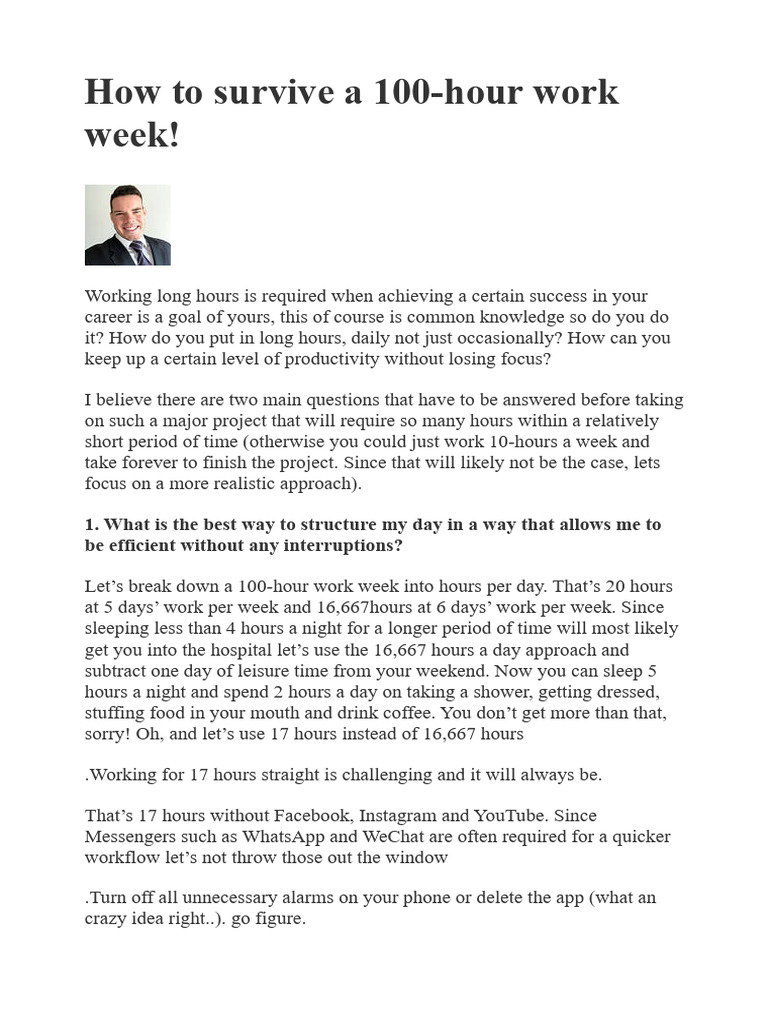 How To Survive A 100-Hour Work Week! | PDF