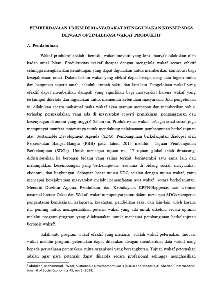 Pemberdayaan UMKM Di Masyarakat Menggunakan Konsep SDGs Dengan ...