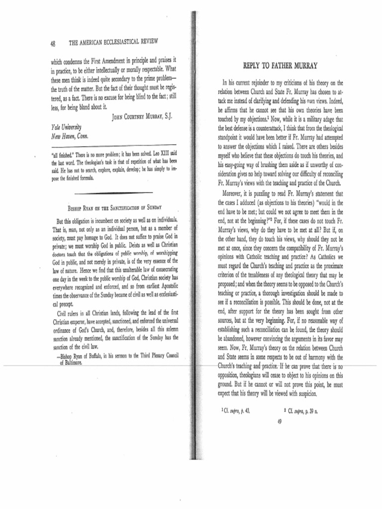 F.J. Connell - Reply To Father Murray | PDF