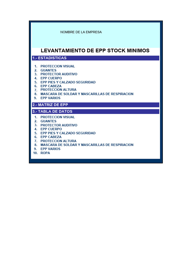 Matriz EPP y Stock Minimos | PDF