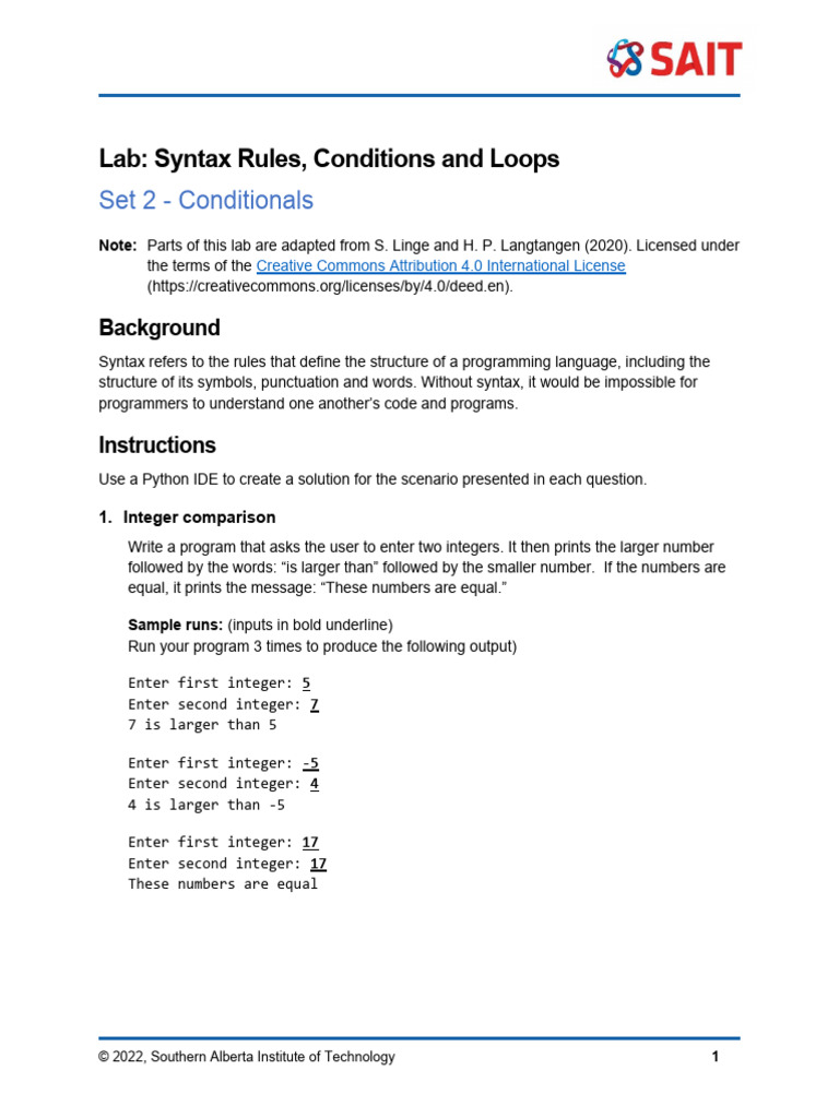 Unit 2 Lab 2 Conditionals (2) | PDF