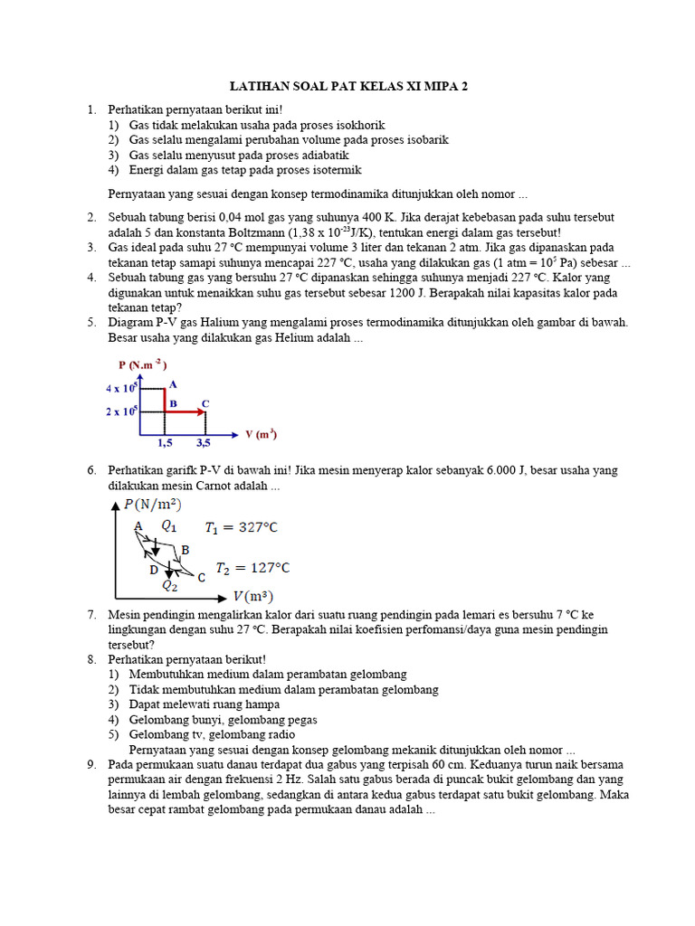 Latihan Soal Pat Kelas Xi Mipa 2 | PDF