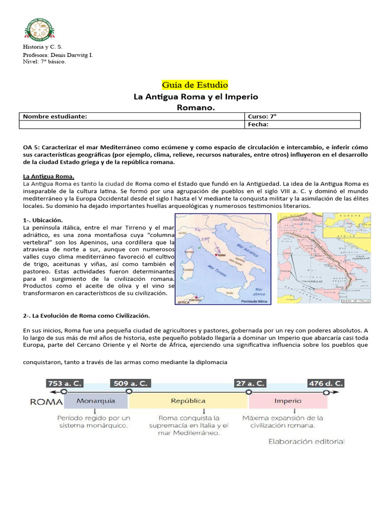 Historia-7°-básico guia 28 imperio romano | PDF | Republica Romana ...
